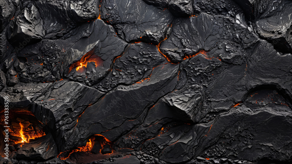 Seamless luxurious rough raw black lava rock background texture, Tile ...