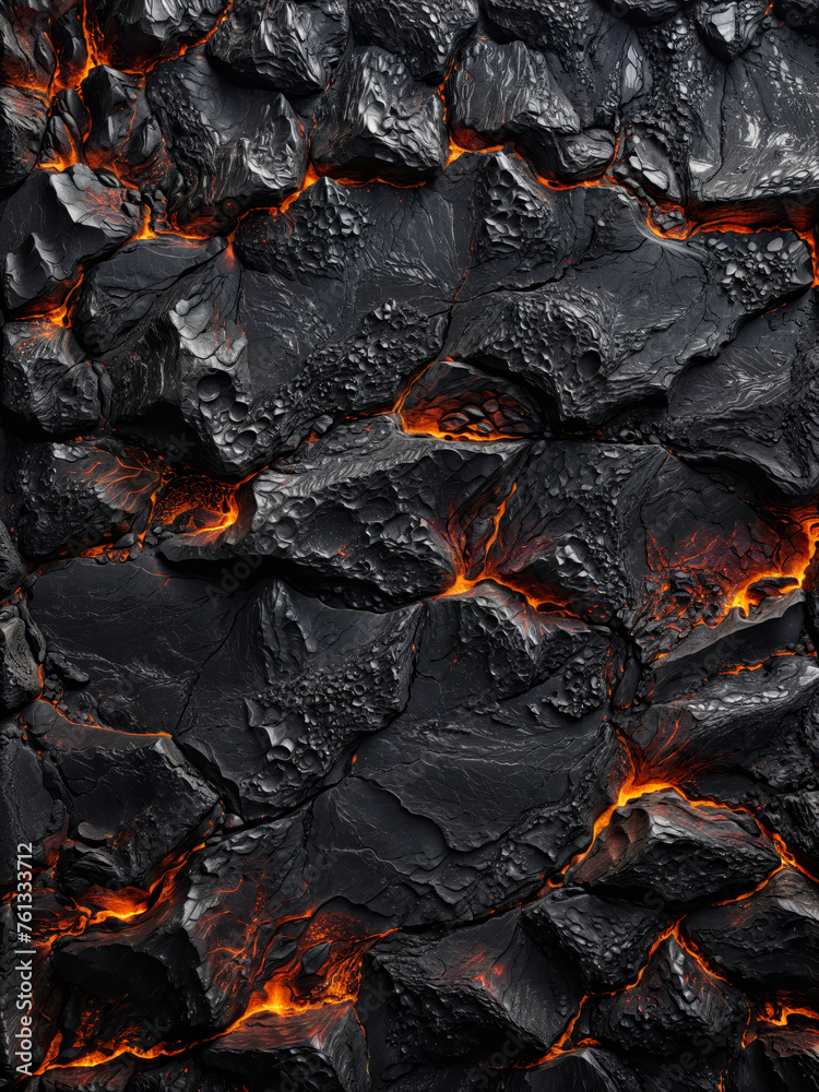 Seamless luxurious rough raw black lava rock background texture, Tile ...