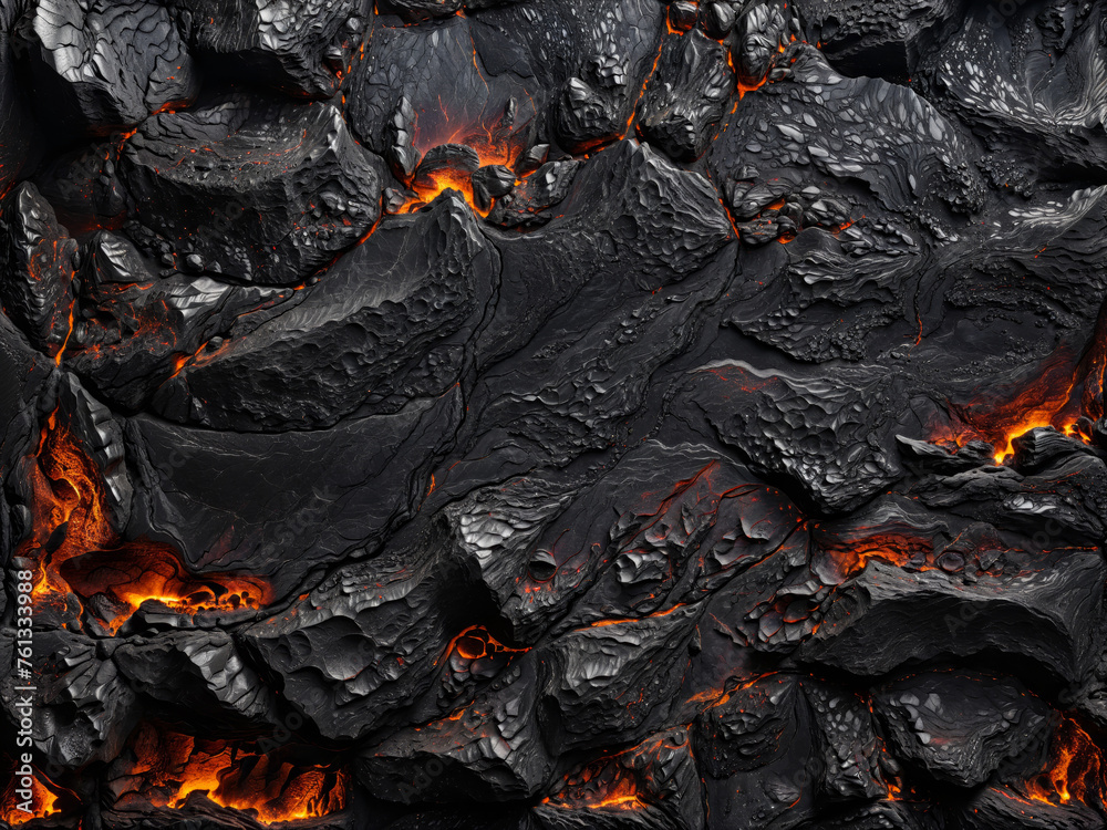 Seamless luxurious rough raw black lava rock background texture, Tile ...