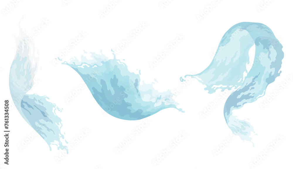 Water wave splash, dynamic motion elements. Aqua liquid, hydration ad ...