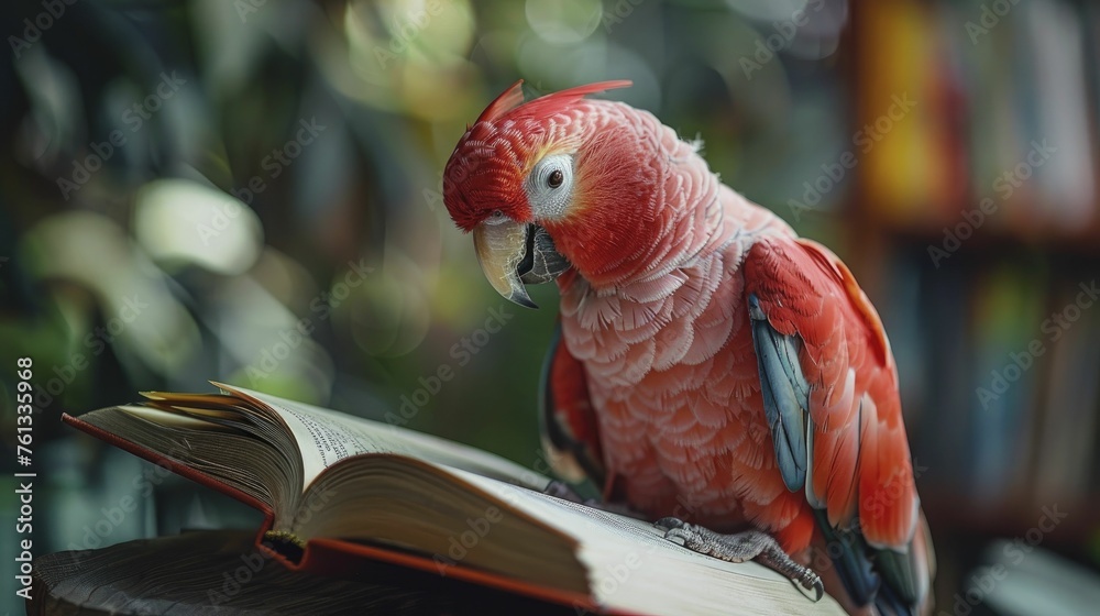 Parrot reading a book and translating complex texts into multiple ...
