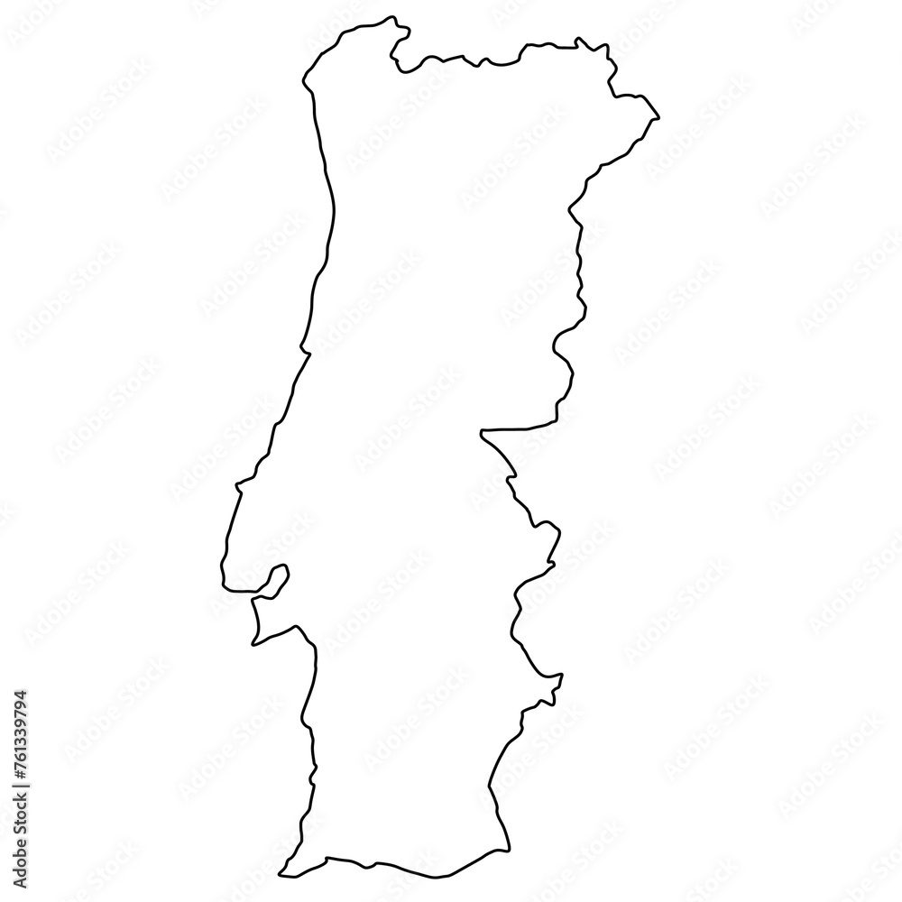 Portugal map outline, map freehand drawing on white background Stock ...