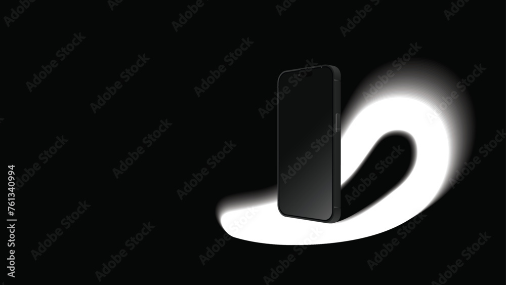 Black Smartphone and mobile display light banner. Smartphone screen ...