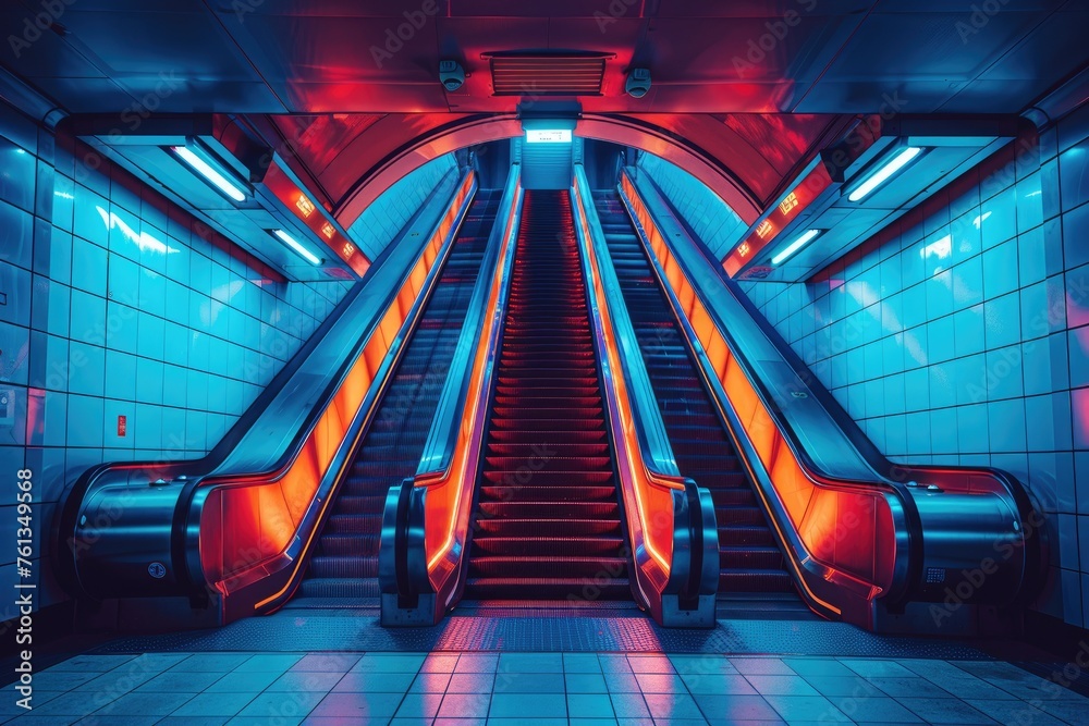 elevator escalator is moving staircase used as transportation between ...