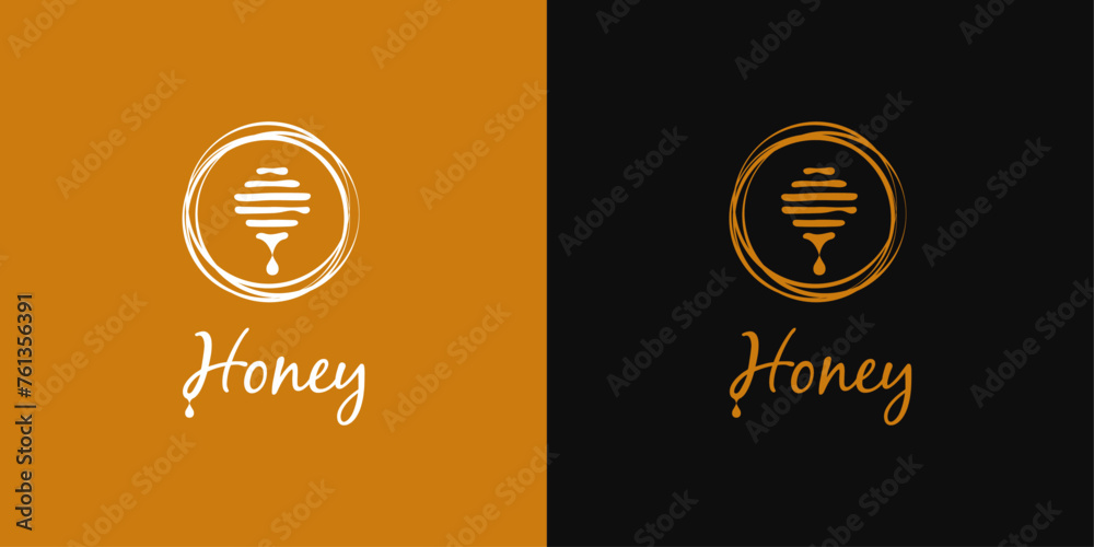 Honey logo symbol design with easy to edit vector minimalist hive and ...