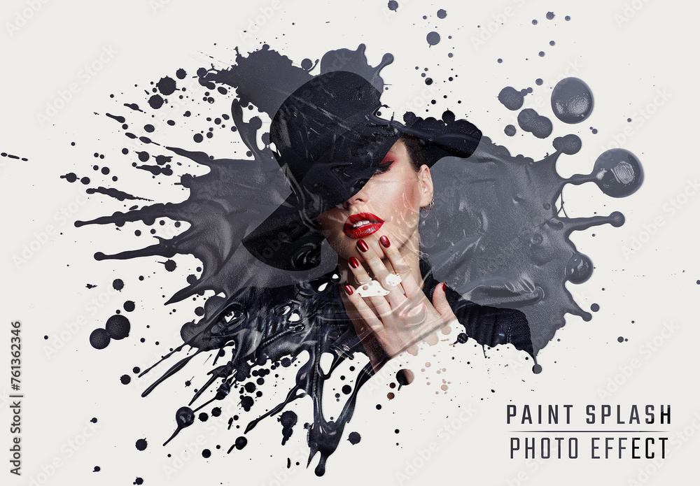 Paint Stains Photo Effect Mockup. Generative Ai Stock Template | Adobe ...