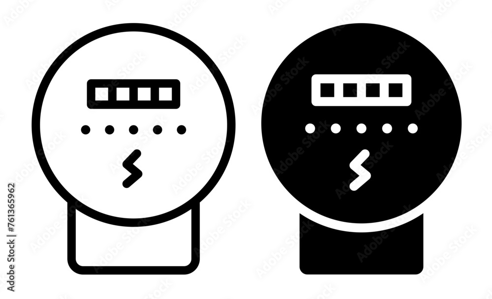 Residential Electricity Meter Icons. Energy Consumption Monitoring ...