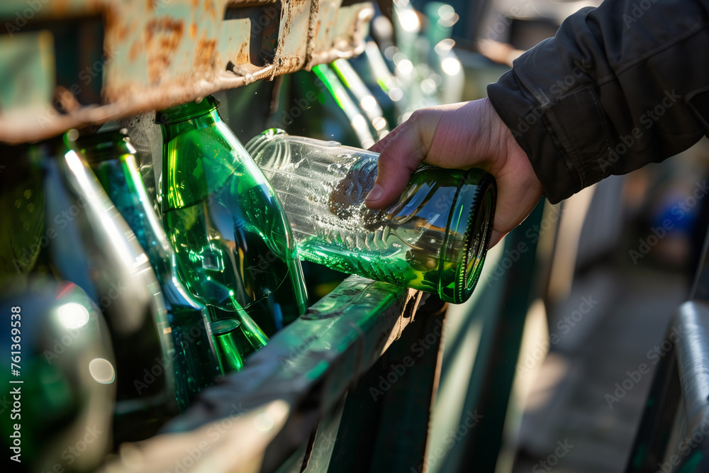 Ecological recycling bins for glass and glass, throwing glass bottles ...