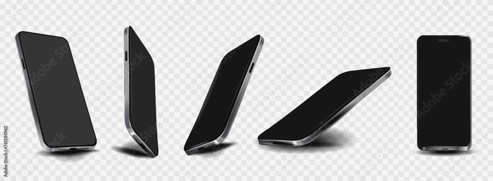Modern stylish smartphones of a new model with blank screen on ...