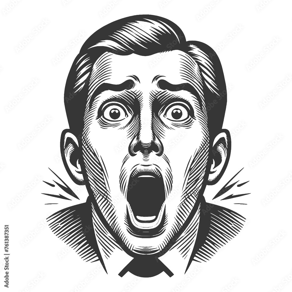 shocked scared man businessman with surprised expression, styled in ...