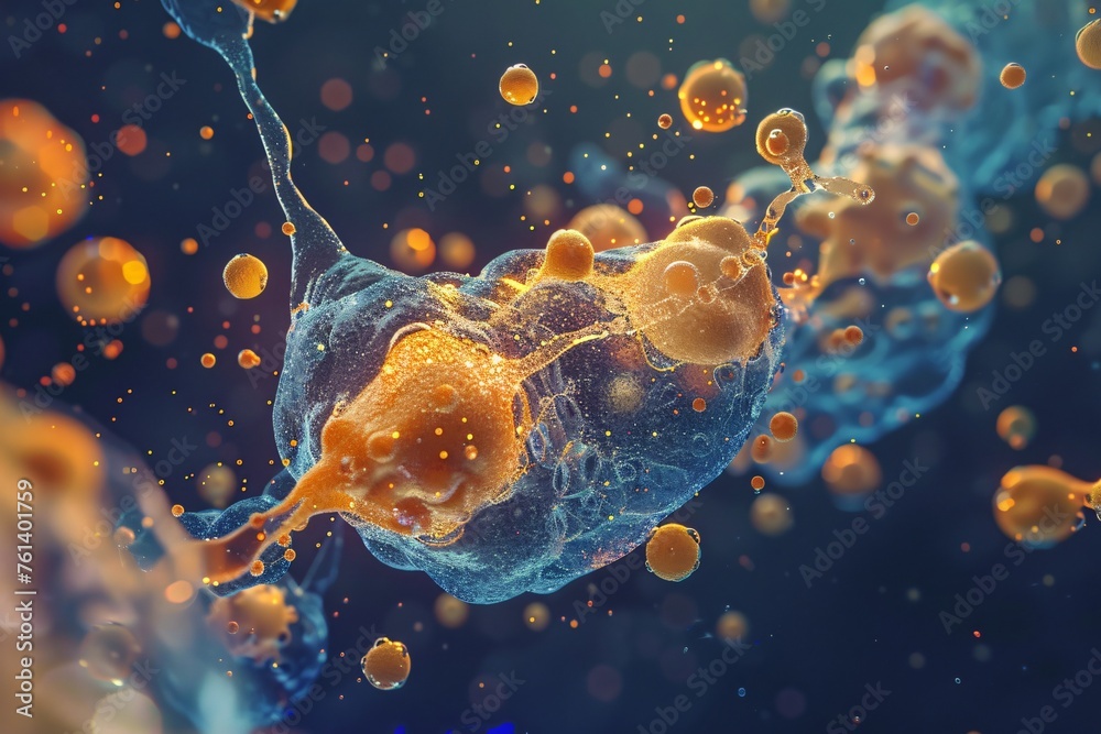 Realistic 3D model of a glucose molecule being broken down during ...