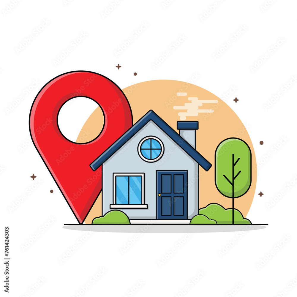 House and Location Symbol Vector Illustration. Home Delivery Service ...