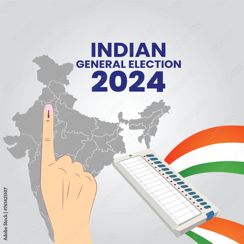 illustration of hand with voting sign of India.Electronic Voting ...