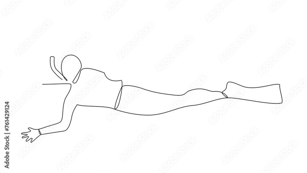 Animated self drawing of the people is diving to see the beautiful ...