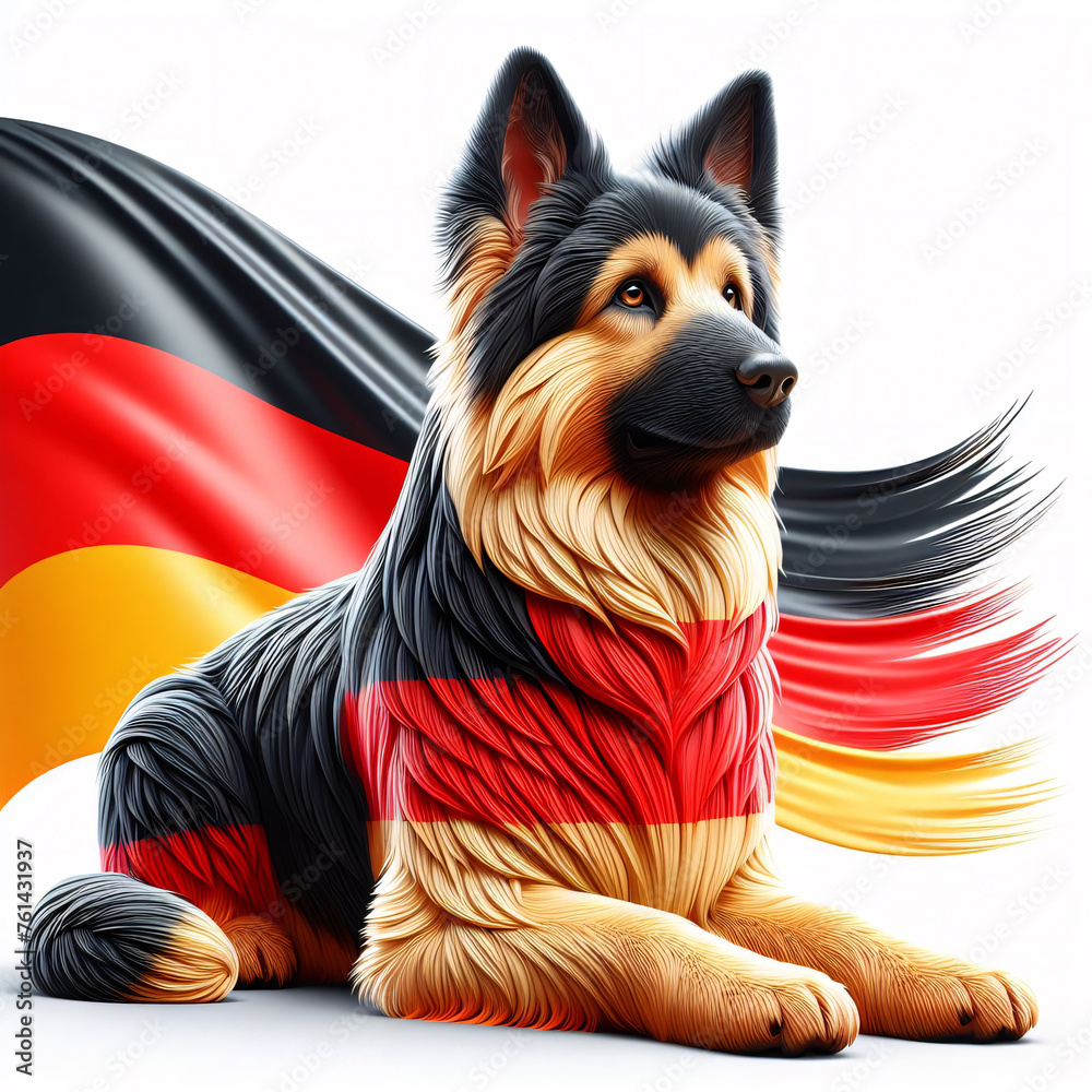 The German Shepherd is proudly displayed with the Germany flag isolated ...