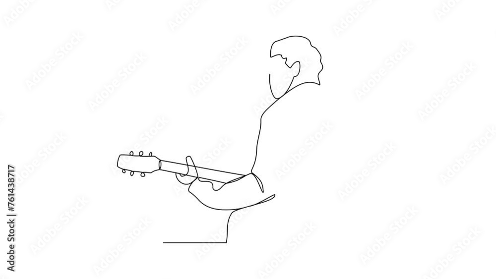 Animated self drawing of the people playing guitar video illustration ...
