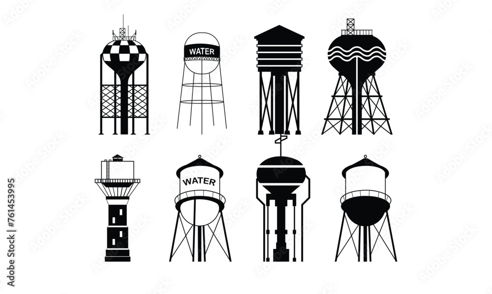 Water tower SVG, Water tower Silhouette, Water Tower Cut File, Water ...