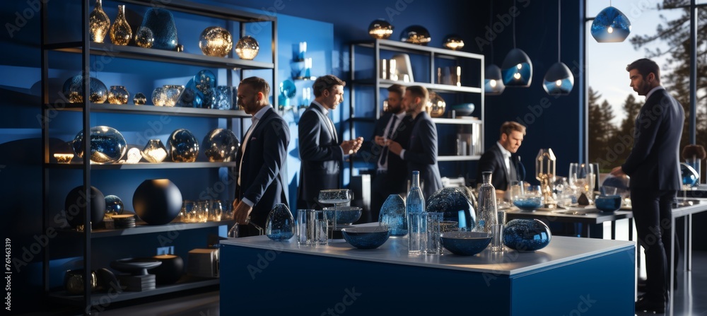 visual for a bustling trade fair expo, featuring a dynamic showcase of ...