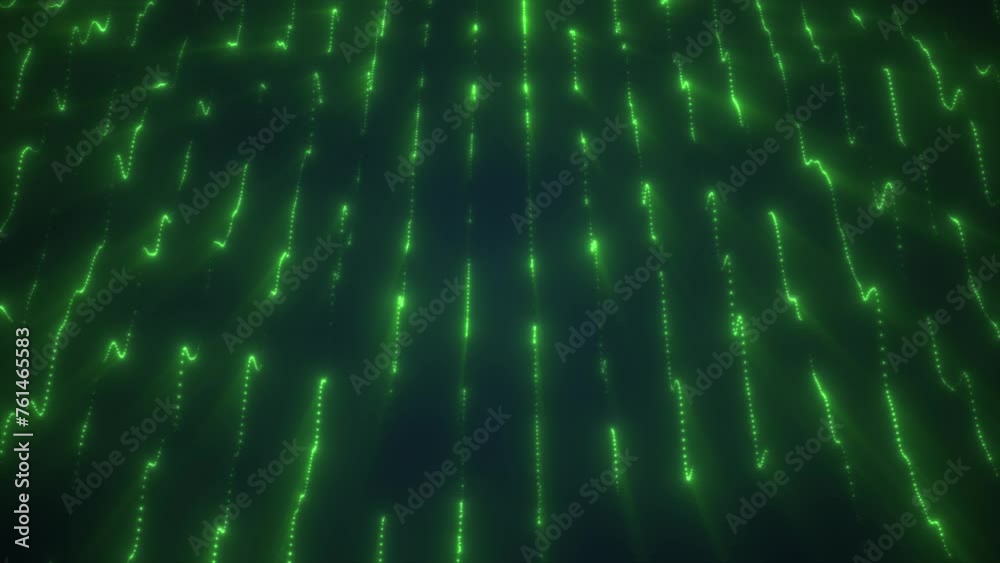 Green running lines wavy shape, with rays of light, different shades of ...