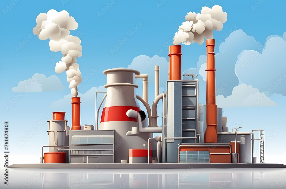 Isometric factory stations and plants for energy generation. Different ...