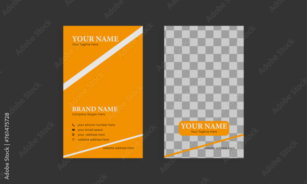 Simple professional two-sided business card layout design, vertical ...