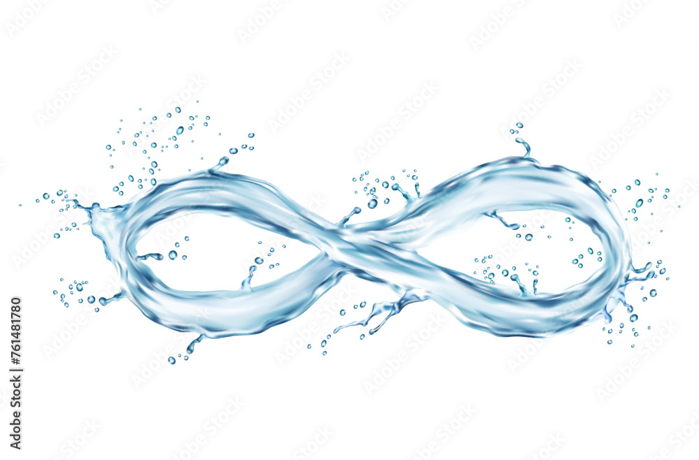 Vetor de Infinity water splash in loop wave with drops splatter ...