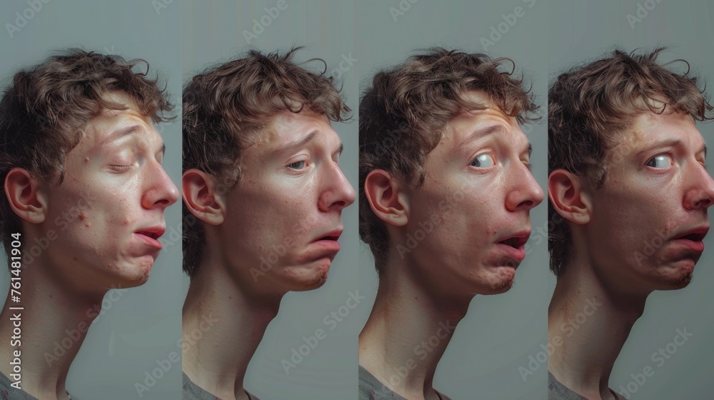 Foto de Collection of photos showing a man making different facial ...