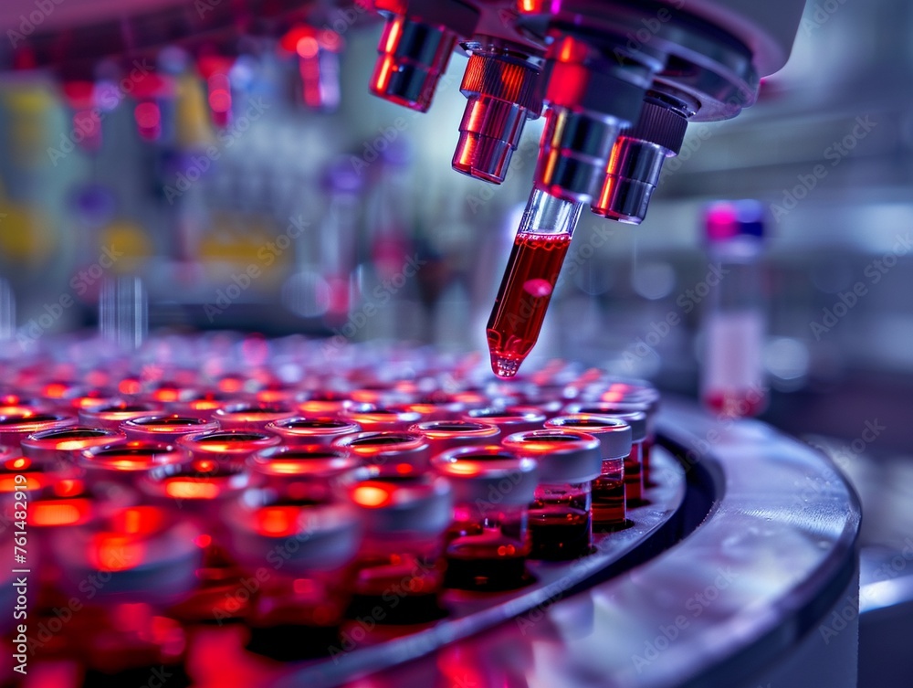 Biopharmaceuticals discovery process, close-up on new drug compounds ...