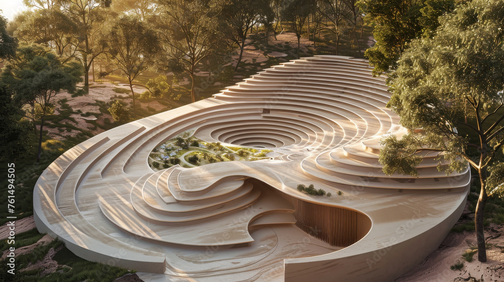 3D model of a reimagined ancient amphitheater, where historic revival ...