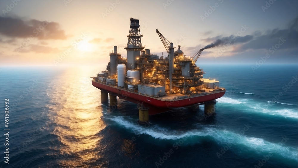 Amidst endless expanse sea, offshore gas rigs emerge as beacons modern ...
