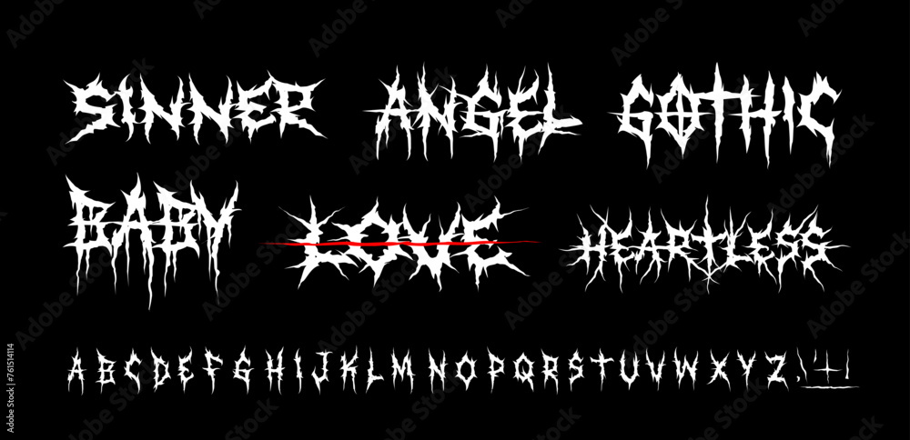 Dark Lettering tattoo vector font type and grunge style Gothic print ...