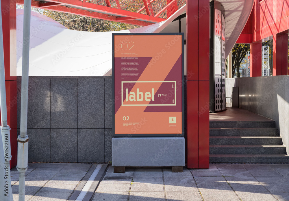 Mockup of customized vertical freestanding sign Stock Template | Adobe ...