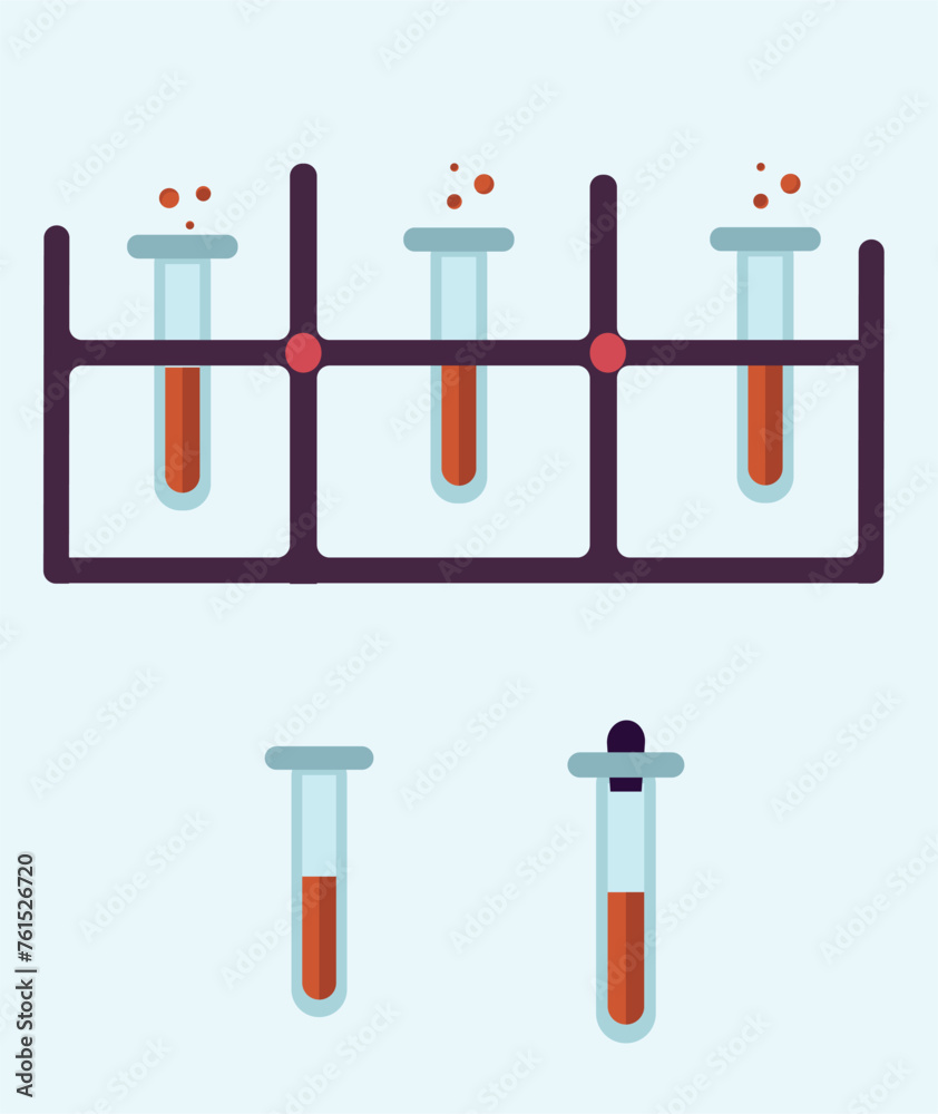 Test tube vector illustration set. Glass test tube laboratory objects ...