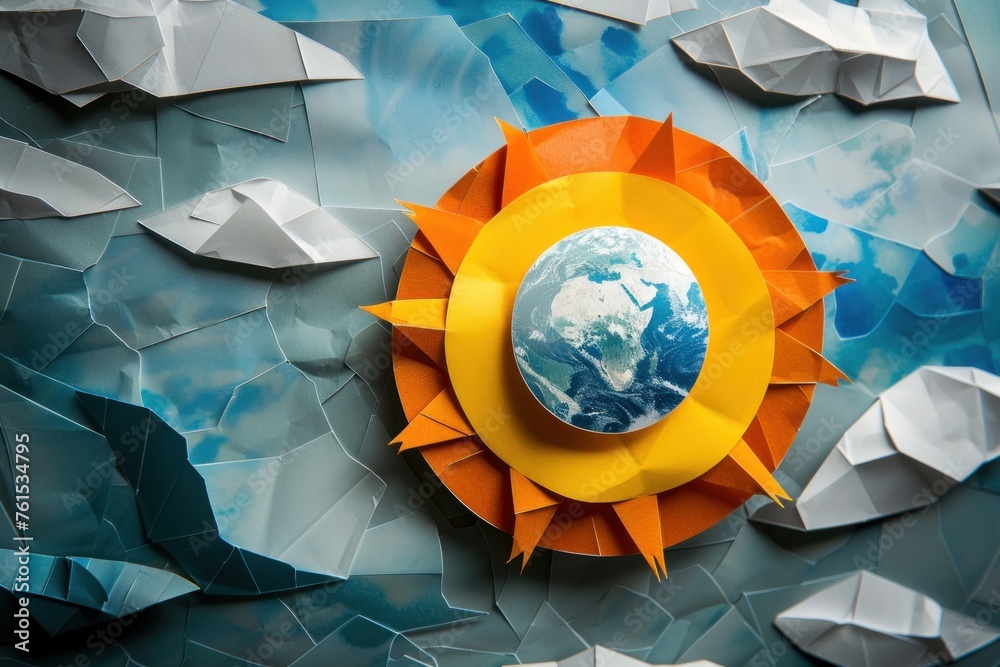 Papercraft art stock image of a paper model of the solar eclipse sun ...