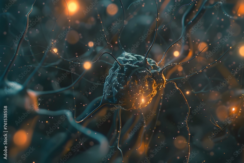 Neural network brain concept image - A highly detailed close-up ...