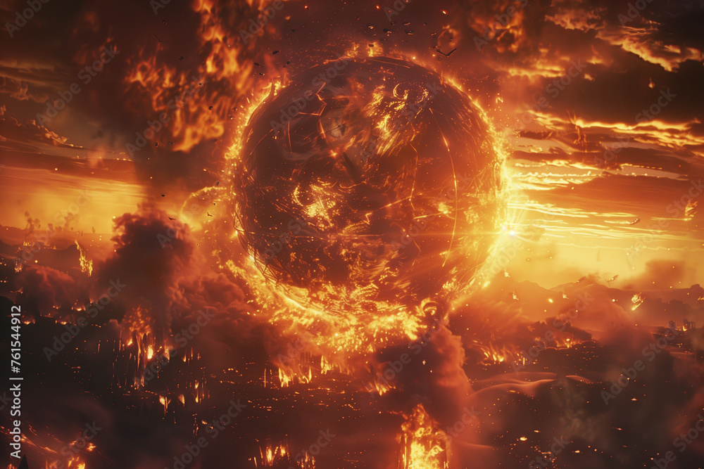 The earth consumed by fire, as the elements melt away in the fervent ...