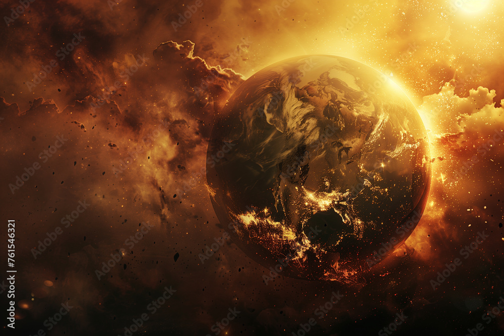 Job, enduring trials and tribulations as the earth convulses in its ...