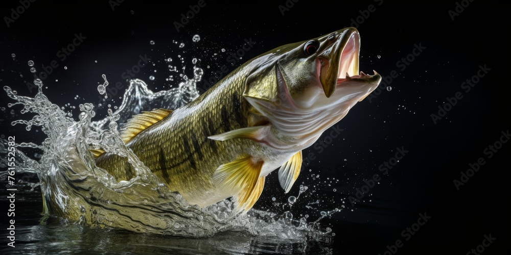 largemouth bass jumping out of the water splashing Generative AI Stock ...