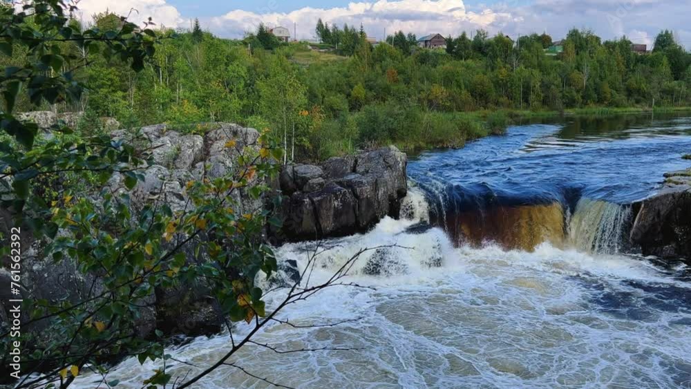 Voytsky padun waterfall in autumn. The famous powerful and wide ...