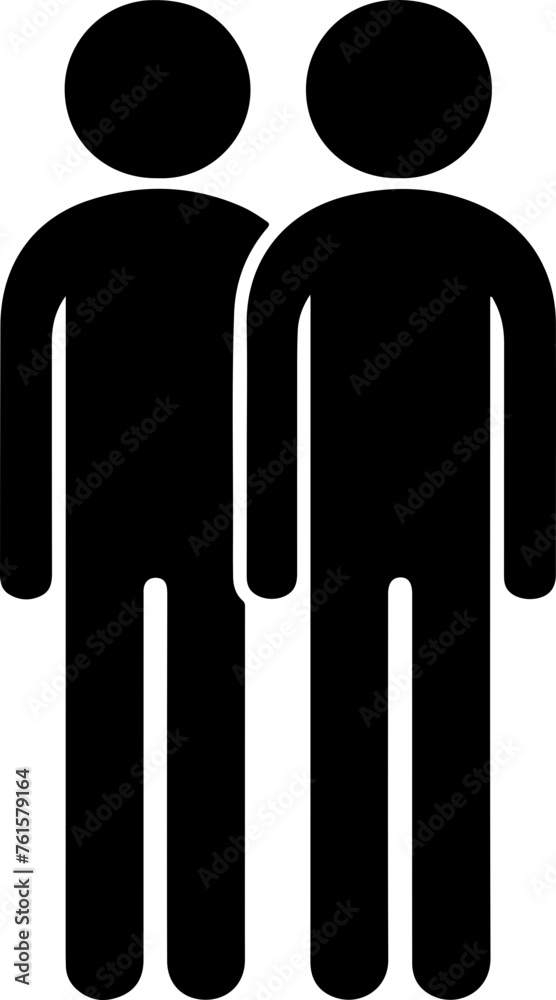 Simple Line Art Pictogram: Two People Standing Side-by-Side Stock ...