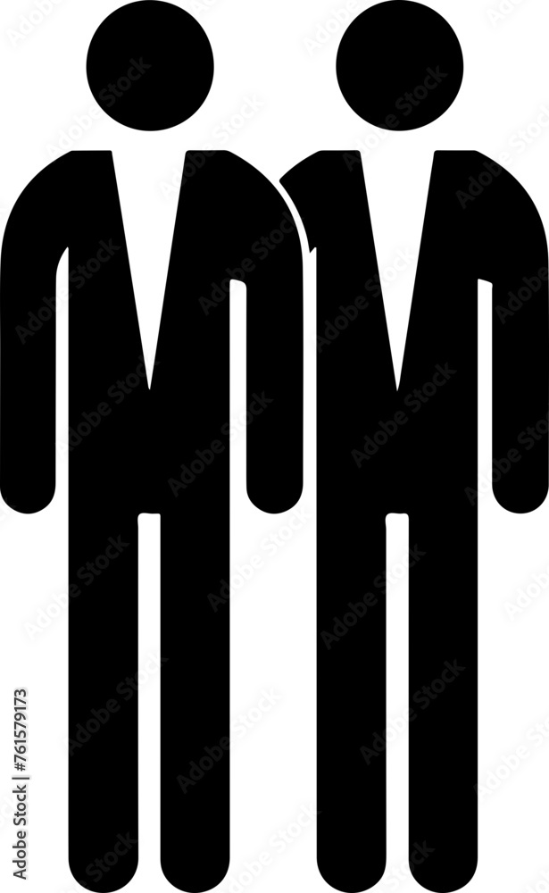 Simple Line Art Pictogram: Two People Standing Side-by-Side Stock ...