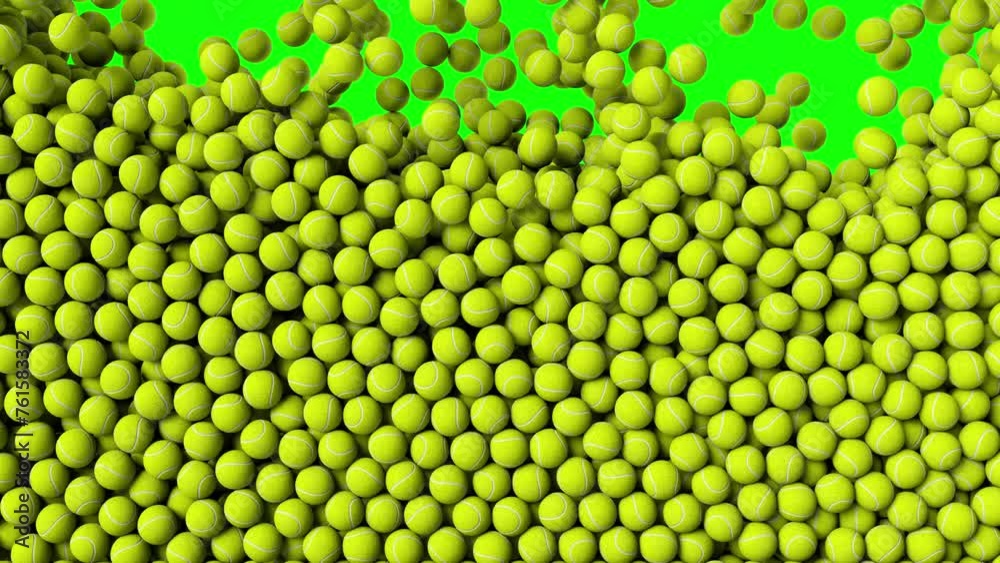 Tennis balls falling down. Tennis game balls drooping and stacking ...