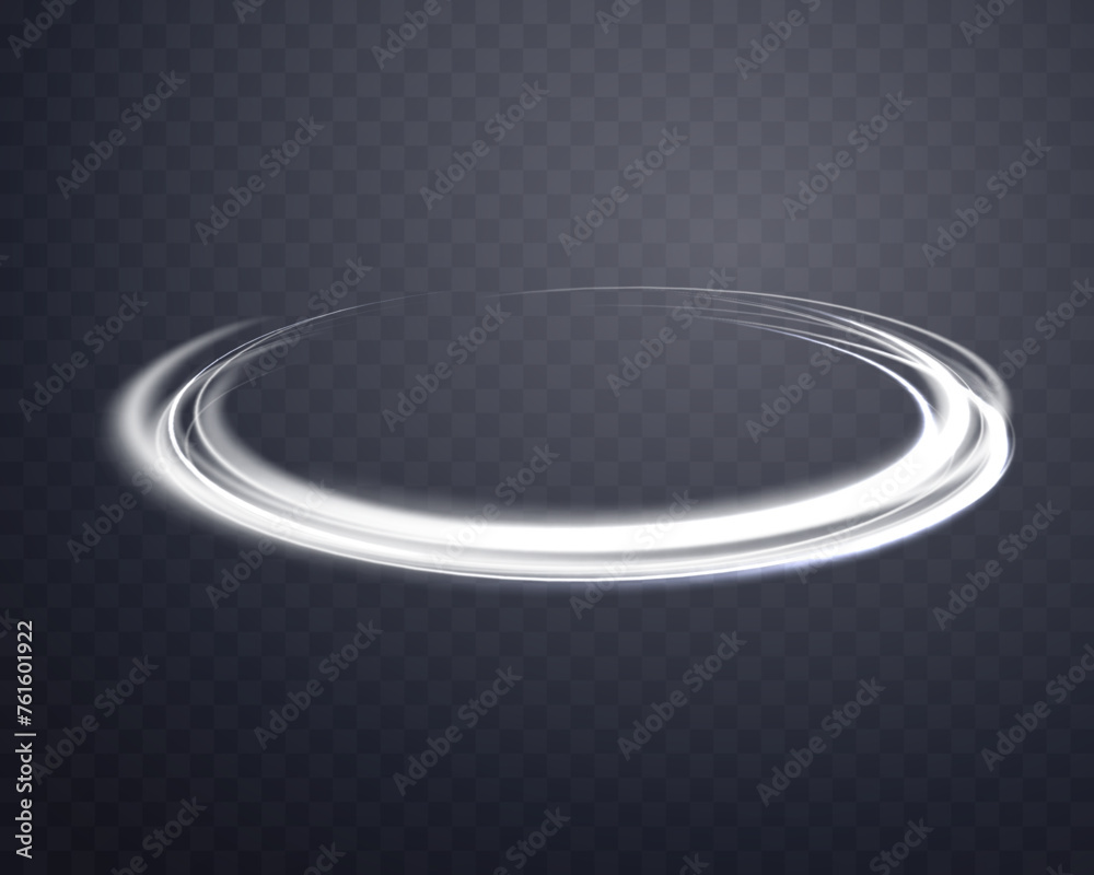 Silver glowing magic ring. Neon realistic energy flare halo ring ...