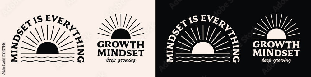 Growth mindset is everything lettering badge logo. Personal development ...