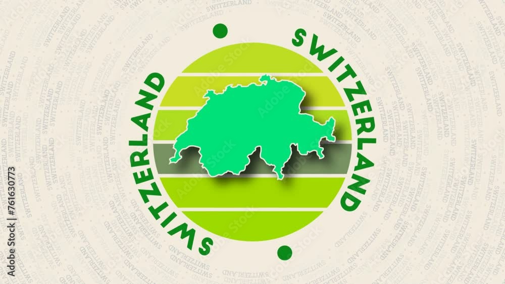 Switzerland logo intro. Badge with the circular name and map of country ...