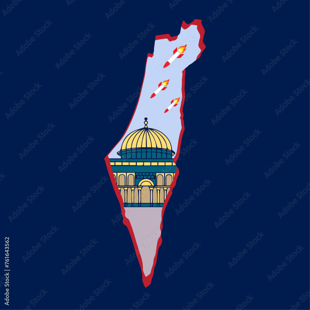 map of palestine with al asqa mosque Stock Vector | Adobe Stock