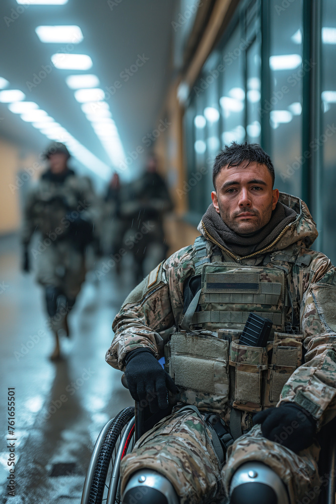 military soldier disabled man with prosthetic legs in invalid ...