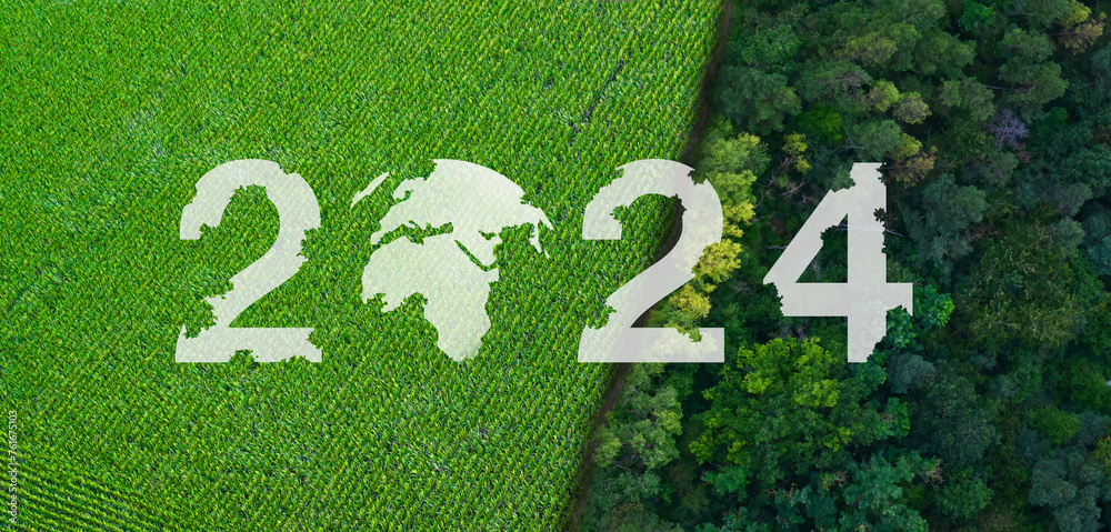 Europe ecology numbers 2024 new year globe to sustainable environment ...