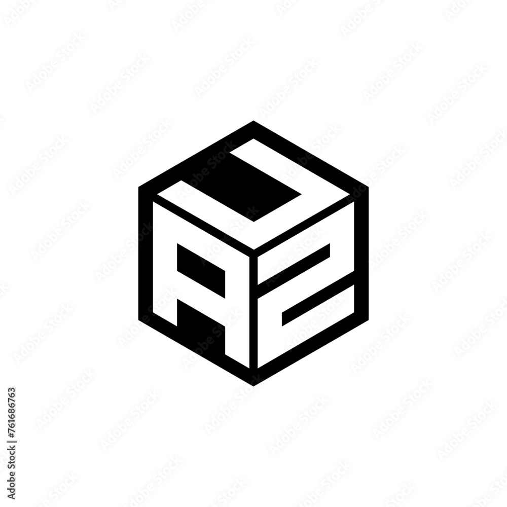 AZU letter logo design with white background in illustrator, cube logo ...