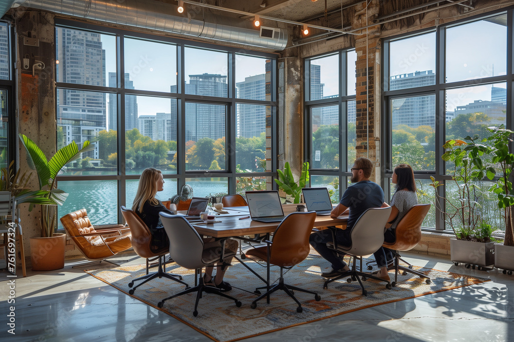 Vintage style discussion of a diverse team having an open discussion in ...